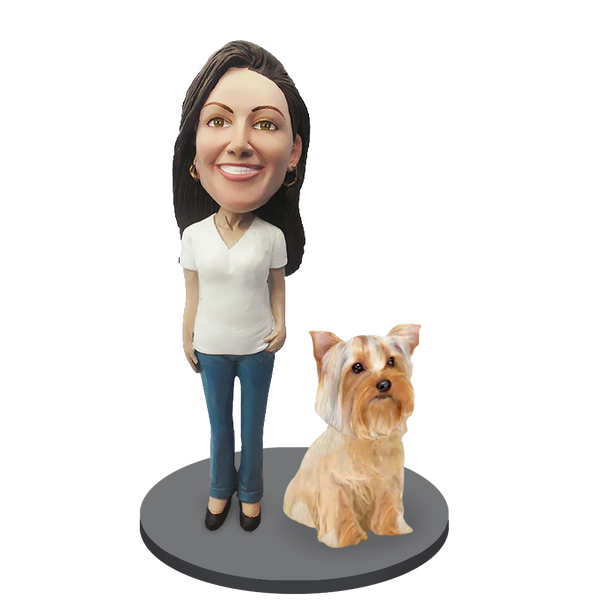 Custom Yorkshire Terrier & Owner Bobblehead - AllBobbleheads.com